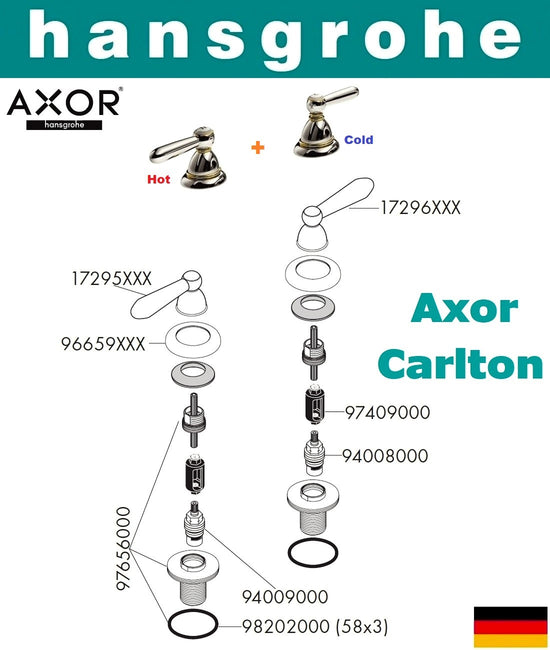 Hansgrohe AXOR Carlton _ Pairs of Lever Handle(Hot+Cold) w/Shut-off Va ...