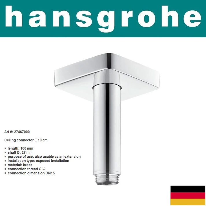 Hansgrohe 27467000 Ceiling Connector E 100mm w/Escutcheon G½ ...