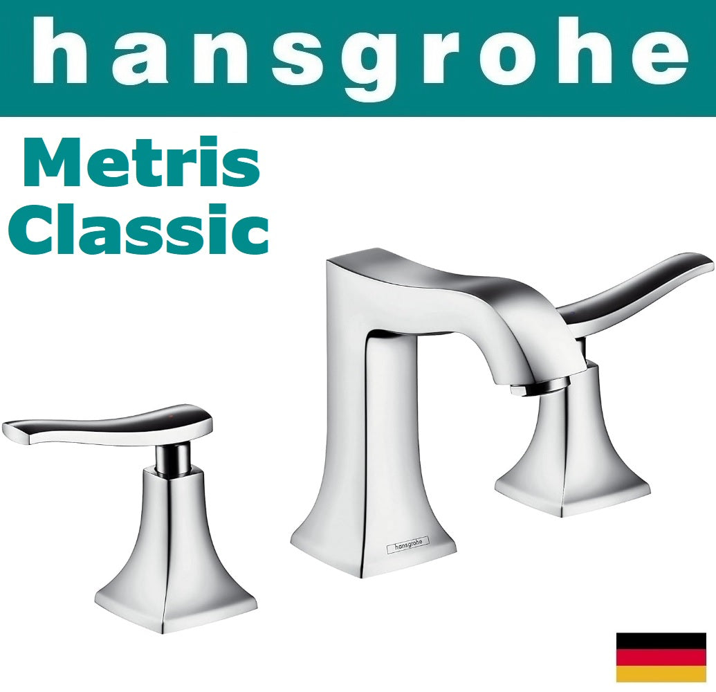 Hansgrohe Metris Classic 31073000 Eco Smart 3-Hole Basin Mixer w/Pop-u ...