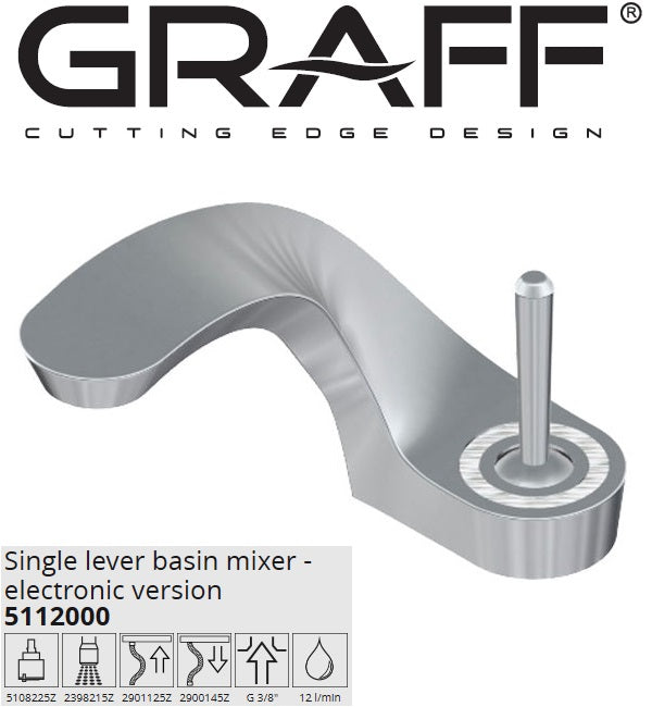 Graff Ametis 5112000 Basin Mixer Electronic Version w/Led + Push-open ...