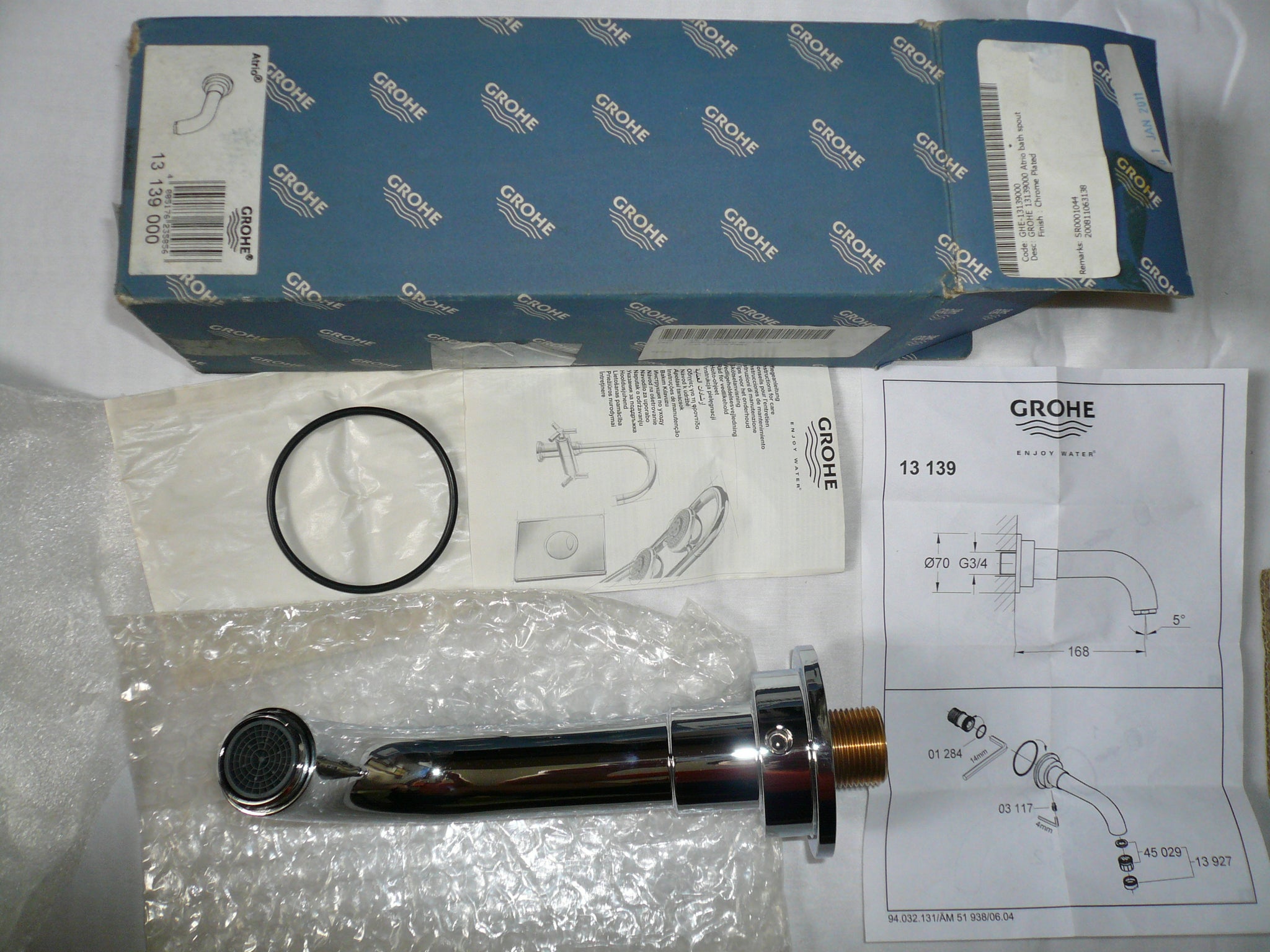 Grohe Atrio 13139000 W.M Bath Spout 168mm Projection w/Mousseur G 3/4 ...