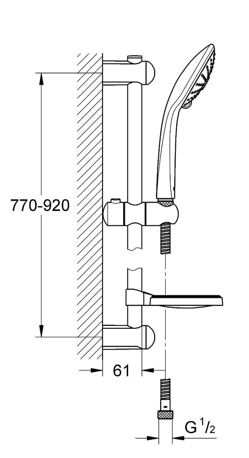 Grohe Euphoria 27226001 3-spray massage shower set 900mm w/1750mm show ...