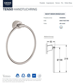 Grohe Tenso 40290000_PAIRS of brass towel ring 8" in StarLight Chrome ...