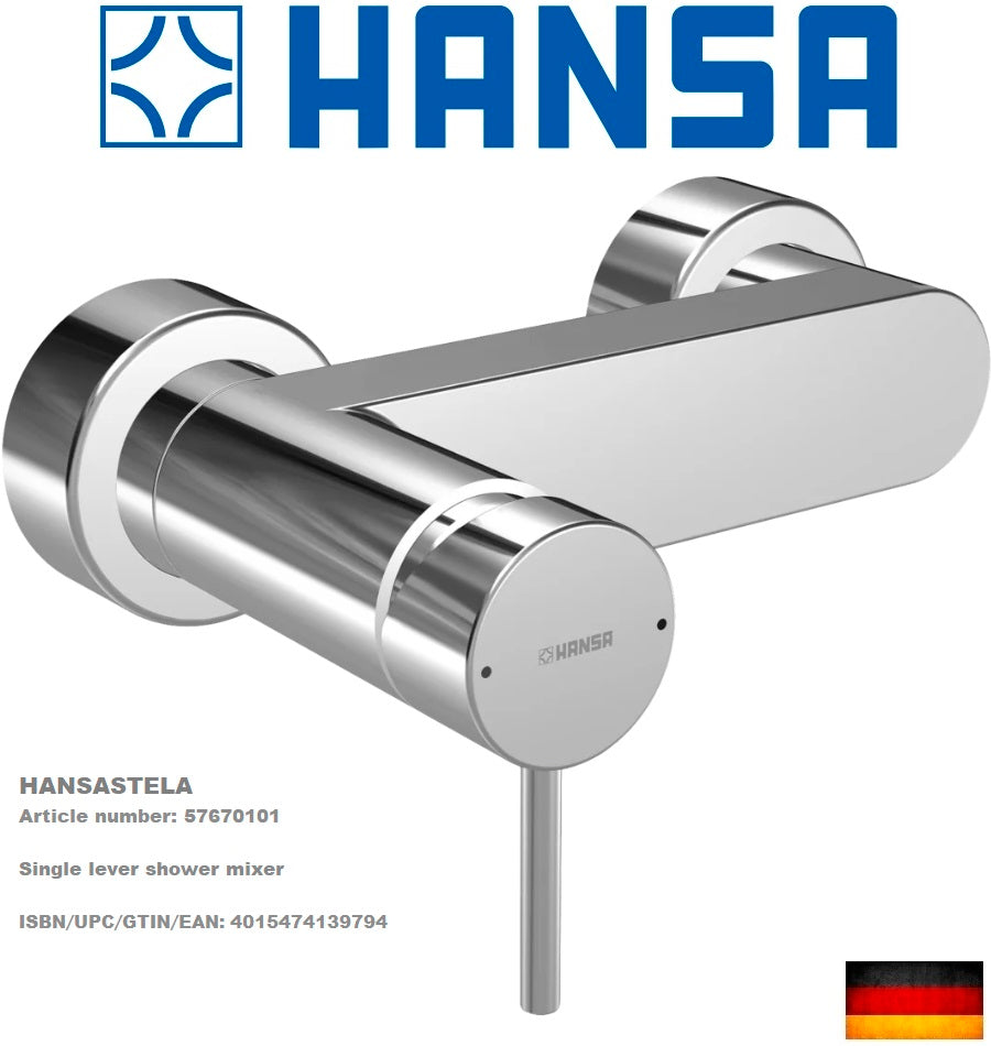 Hansa "HANSASTELA" 57670101 Wall Mounted Single Lever Shower Mixer ...