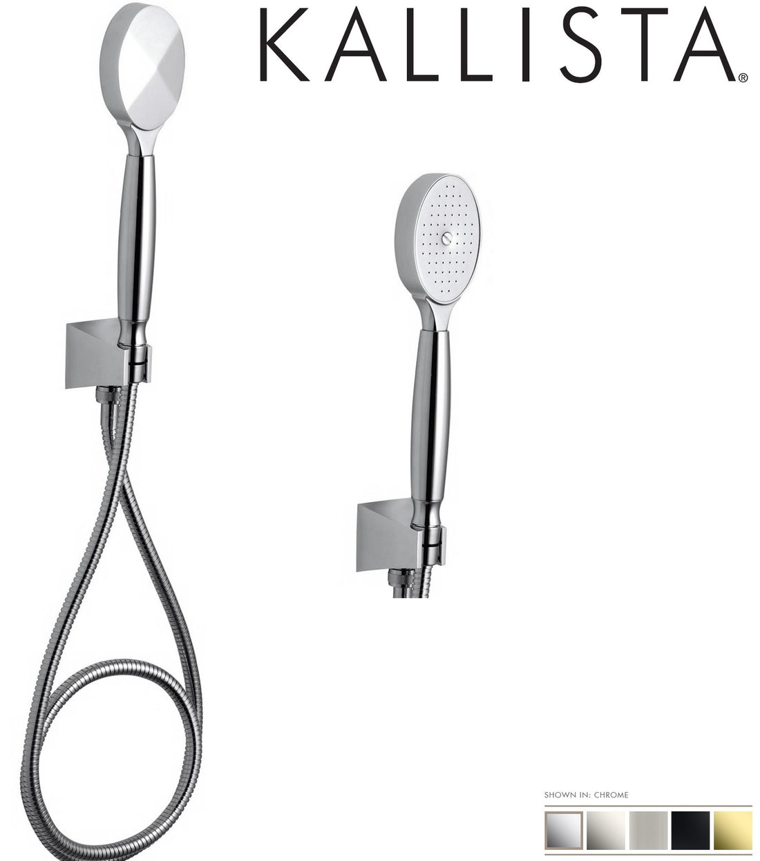 Kallista Barbara Barry P21438-00-CP handshower w/56" showerhose, brack ...