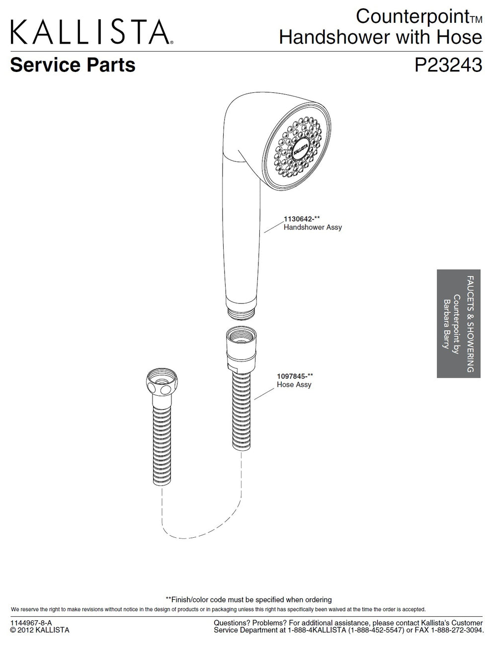 Kallista Counterpoint by Barbara Barry P23243-00-AG Handshower w/59" S ...