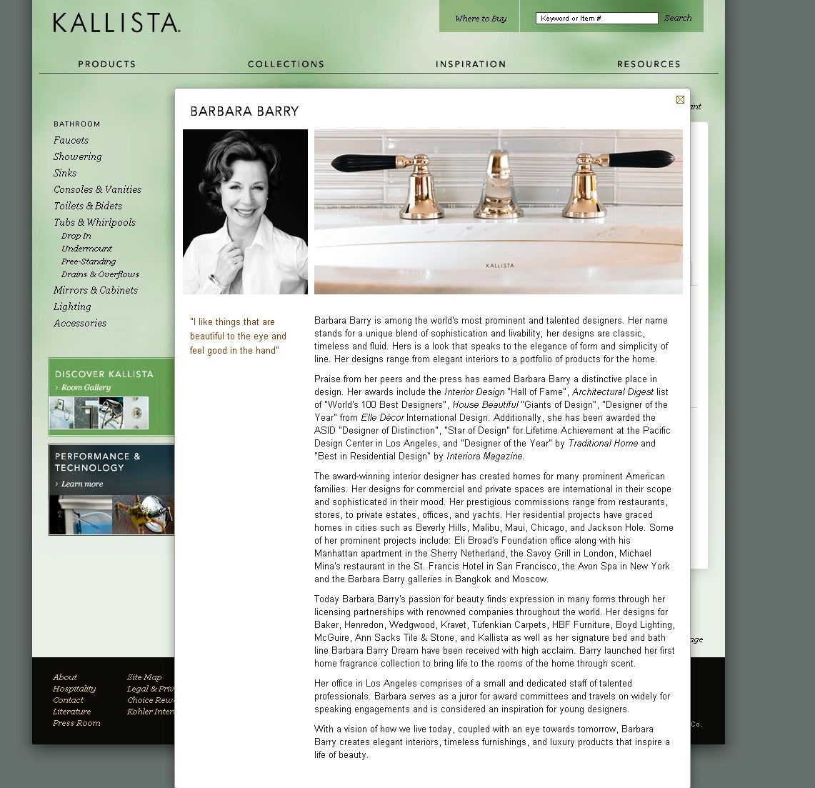 Kallista Barbara Barry P21438-00-CP handshower w/56" showerhose, brack ...