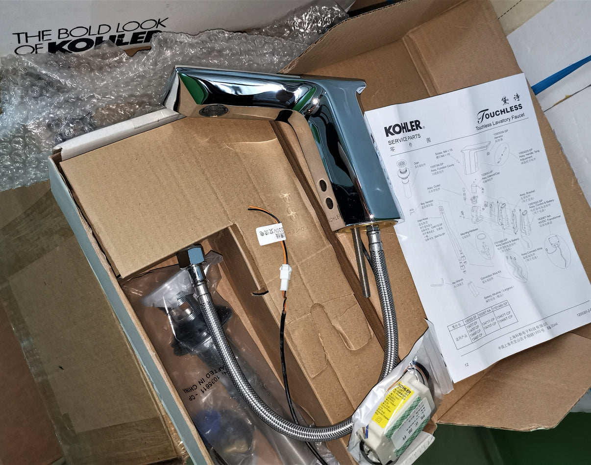Kohler Touchless™ K-13471T-CP Geometric Sensor Faucet w/AC Power Unit+ ...