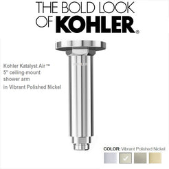 Kohler Katalyst Air K-15398T-SN Ceiling-Mount Shower Arm 5" w/Flange ...