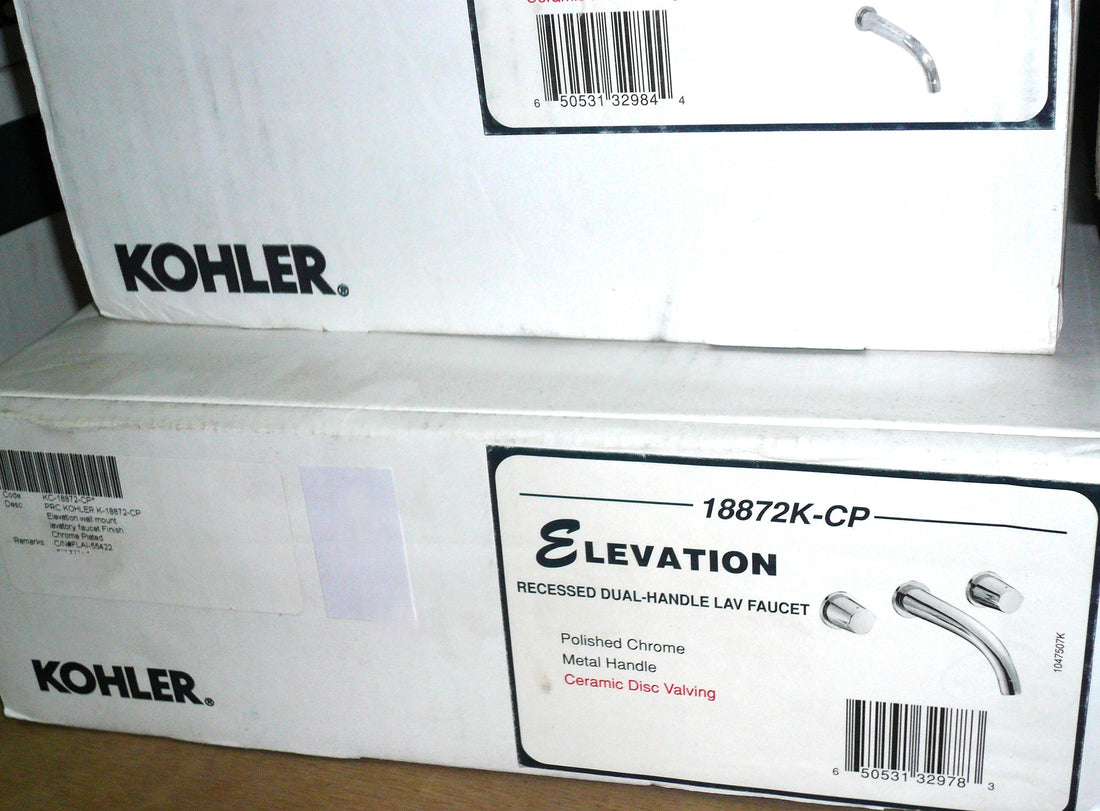 Kohler Elevation K-18872K-CP Recessed Dual-Handle Lavatory Faucet w/Dr ...