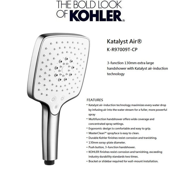 Kohler Rain Duet R97009T-CP Katalyst Air 3-way push-button handshower ...