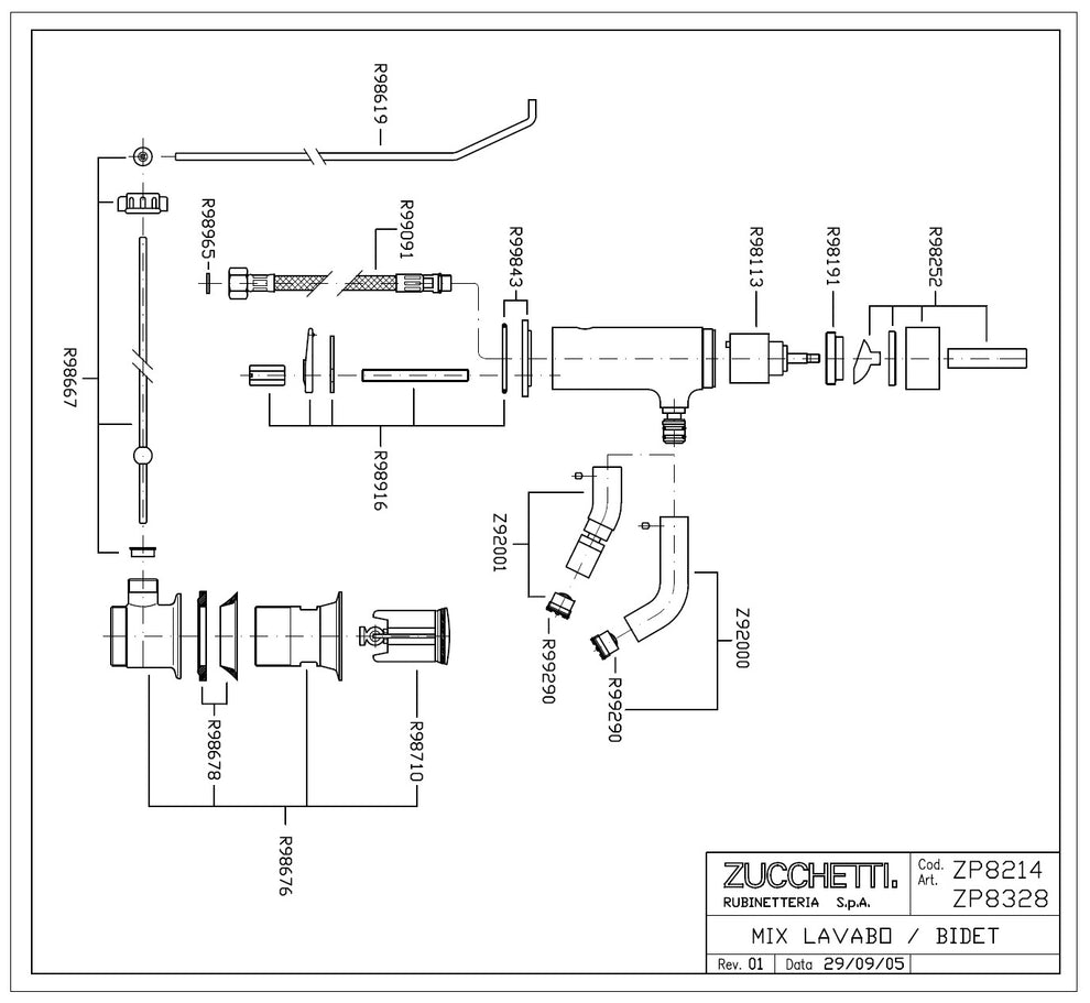 Zucchetti "Pan" ZP8214 Single Lever Basin Mixer w/Pop-up Waste ...